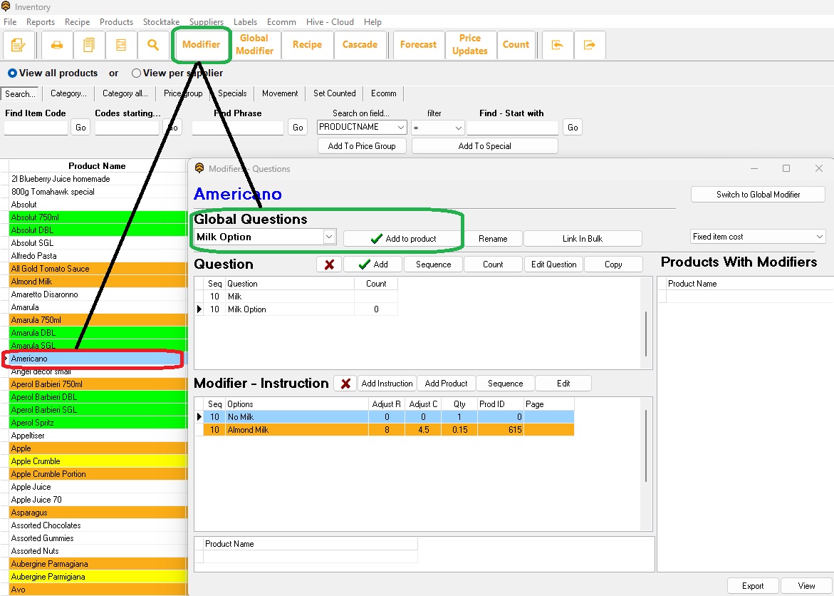 How to Add a Modifier question - Bizzfo