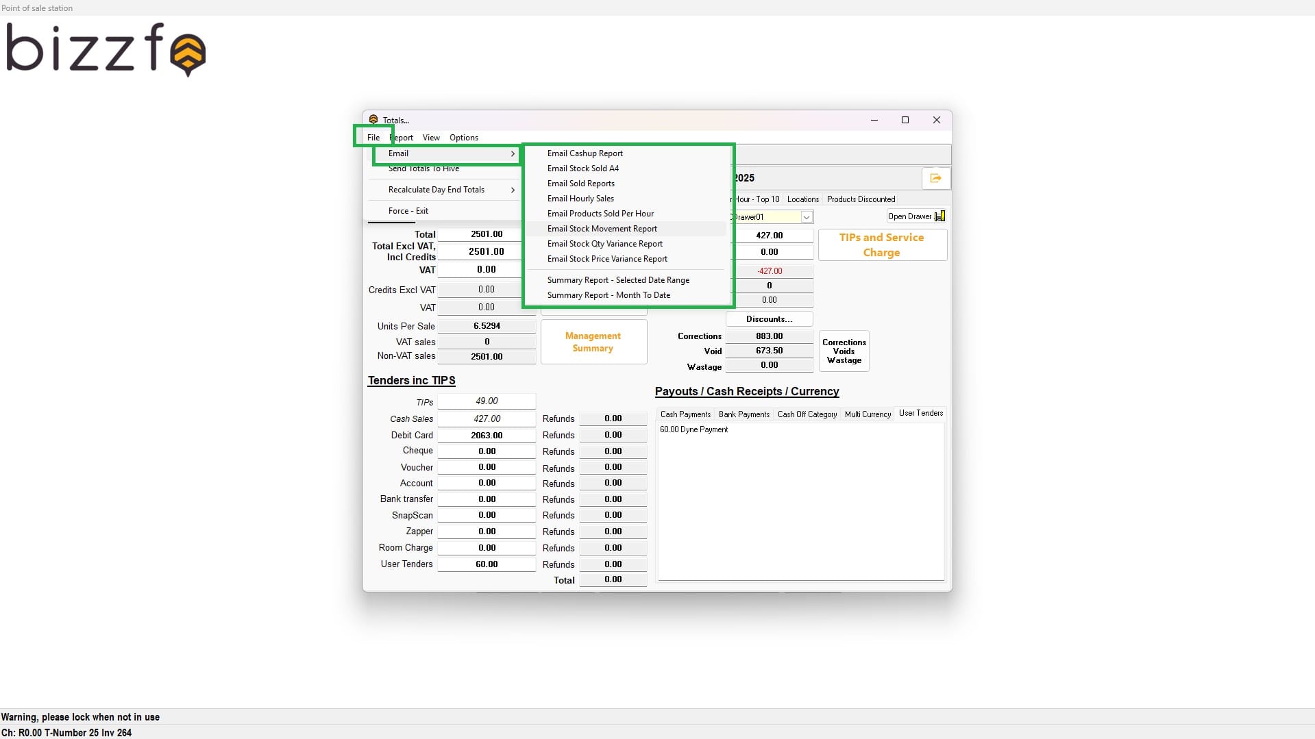 How to Print Your Cash-Up Reports - Bizzfo