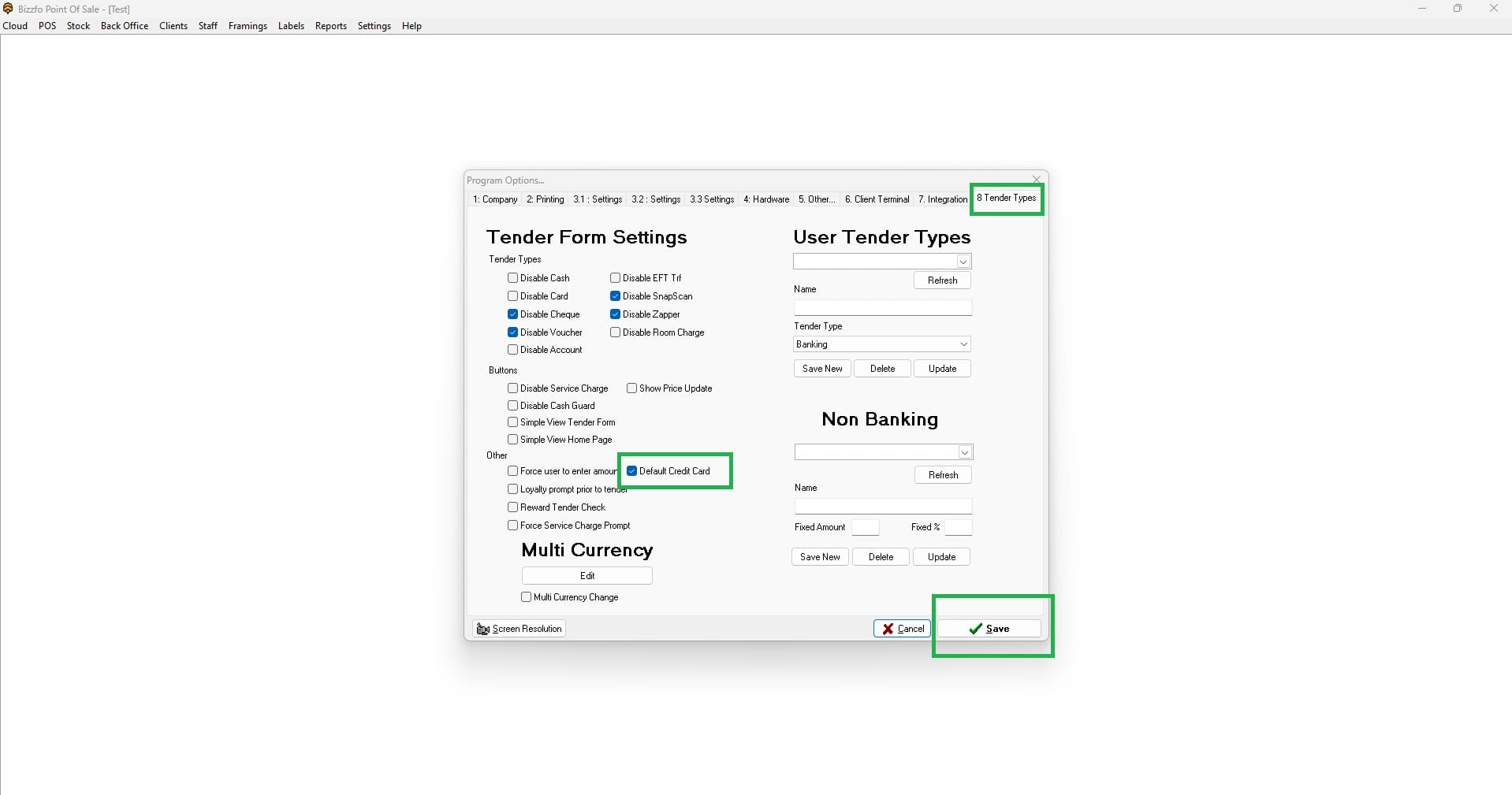 How to Set Credit Card Payment Type as Your Default Tender Type on Tender Screen - Bizzfo