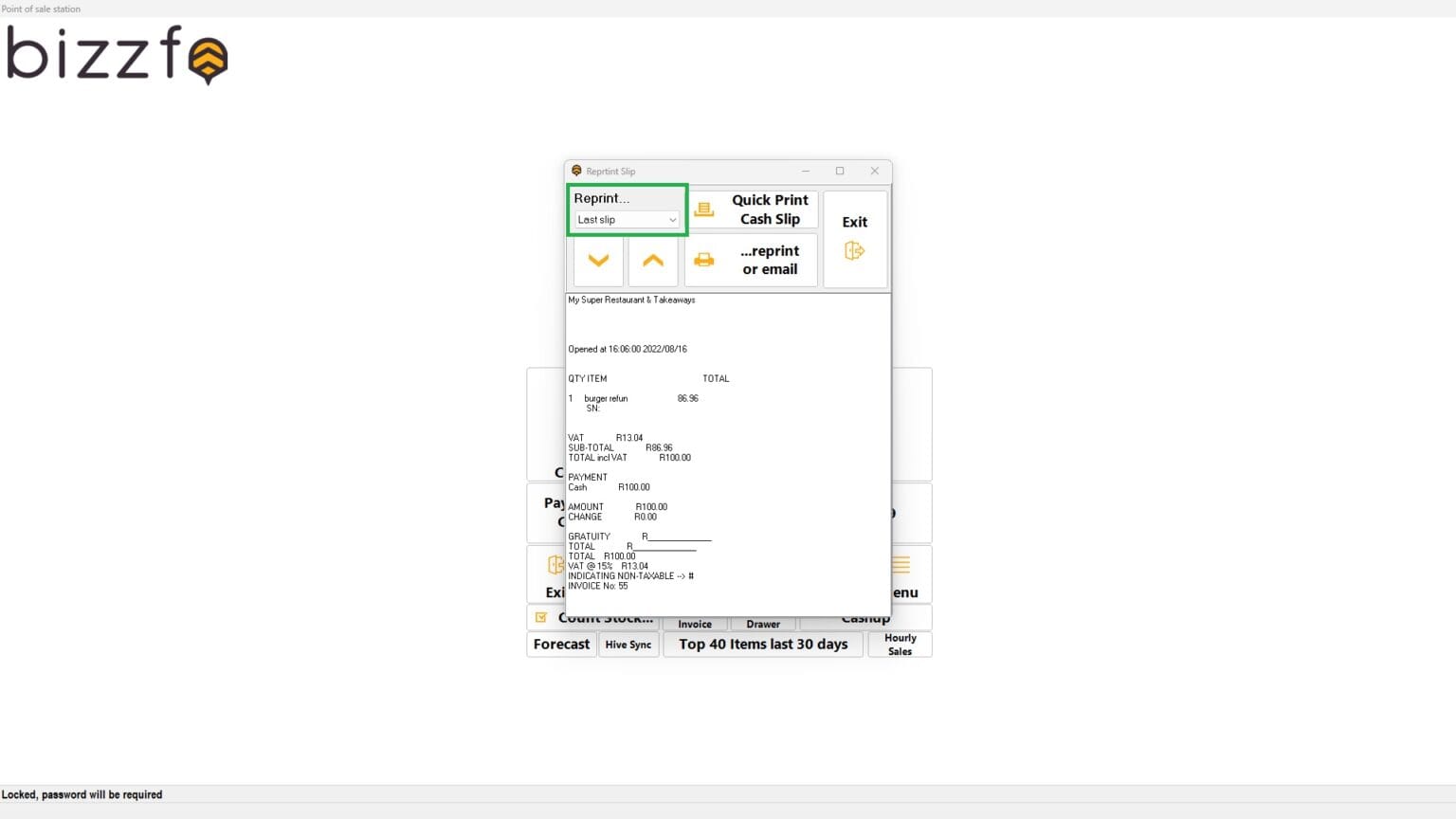 How to Reprint a Slip/Invoice - Bizzfo